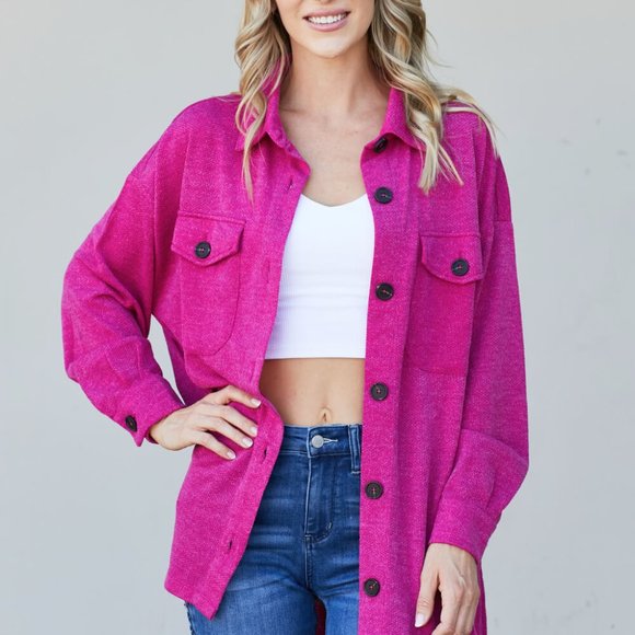 Zenana Outfitters | Jackets & Coats | Zenana Full Size Jacquard Shacket ...